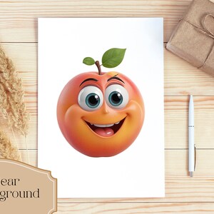 Set of 17, Happy Peach Clipart, Cute Fruit Clipart, Peach PNG, Summer ...