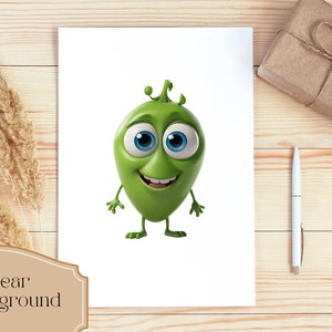 Set of 9, Happy Pea Clipart, Cute Pea PNG, Garden Clipart, Vegetable ...