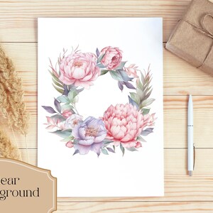 Set of 11, Watercolor Peonies Wreaths, Peonies Floral Clipart ...