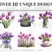 Set of 10, Watercolor Tulips Clipart, Tulip PNG, Spring Flower Clipart ...