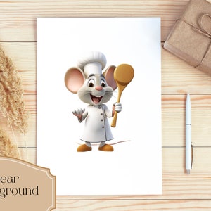 Set of 8, Mouse Chef Clipart 2, Mouse Chef PNG, Kitchen Clipart, Chef ...