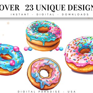 Set of 23, Watercolor Donuts Art, Donuts Clip Art, Dessert Clipart ...