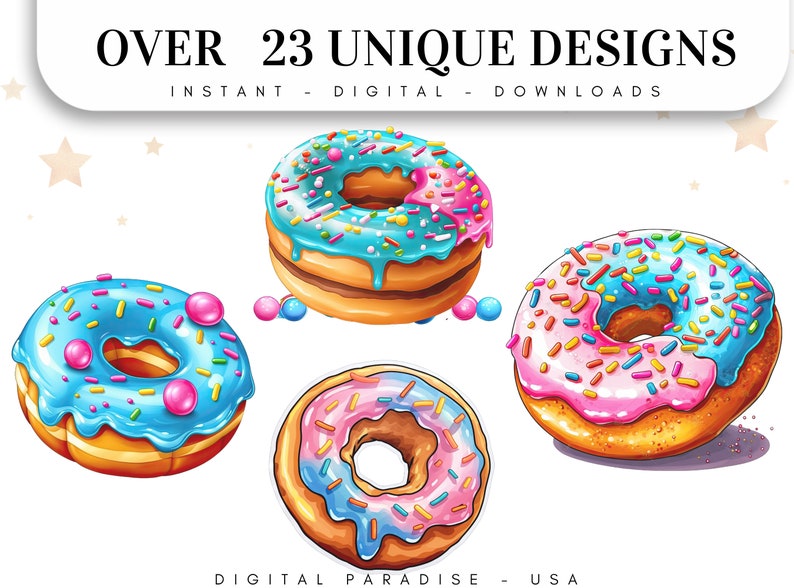Set of 23 Watercolor Donuts Art Donuts Clip Art Dessert - Etsy