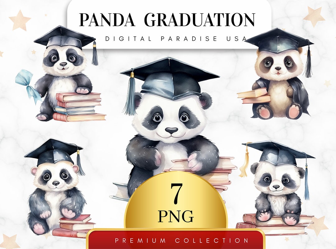 Set of 7, Panda Graduation Clipart, Graduation Panda, Panda PNG ...