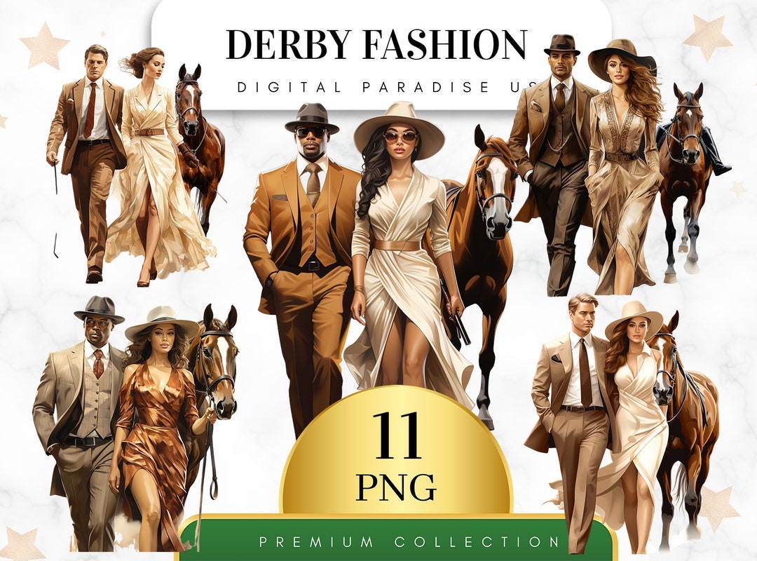 Set of 11, Derby Fashion Clipart, Horse Racing Bundle, Equestrian ...