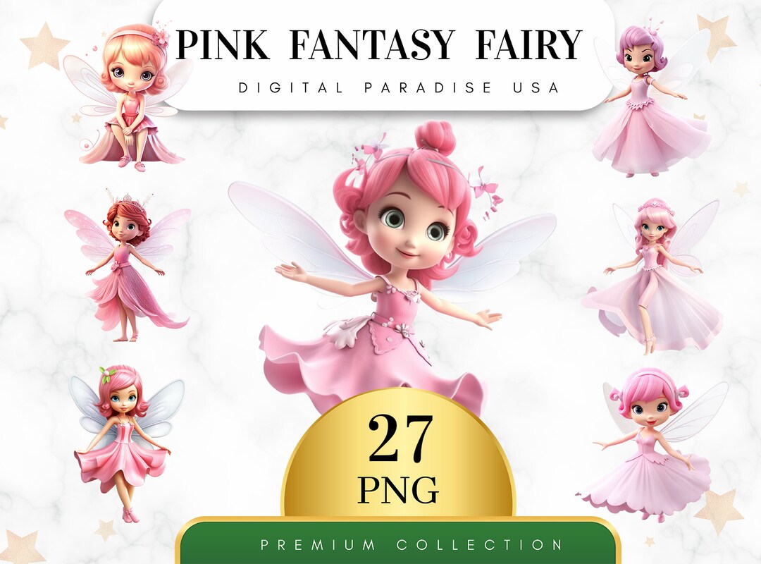 Set of 27, Pink Fantasy Fairy Clipart, Fairy Bundle, Scrapbook Fairy ...