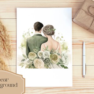 Set of 15, Wedding Couples Green Backside, Wedding Day Clipart PNG ...