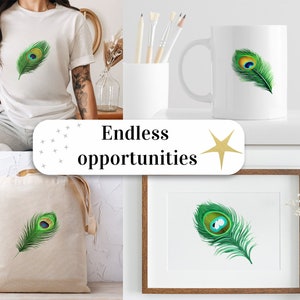 Set of 50, Peacock Feathers Clipart, Feather PNG, Boho Feather Art ...