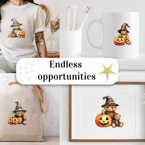 Set of 11, Watercolor Teddy Bear Halloween, Teddy Bear PNG, Nursery Art ...