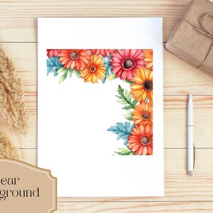 Set of 8, Gerbera Frames & Borders Watercolor, Floral Frame Clipart ...