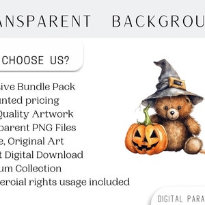 Set of 11, Watercolor Teddy Bear Halloween, Teddy Bear PNG, Nursery Art ...