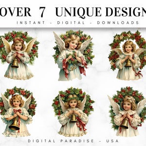 Set of 7, Christmas Angel Clipart, Angel PNG, Holiday Clipart ...