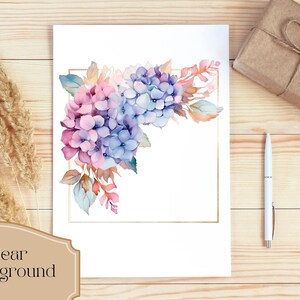 Set of 22, Watercolor Hydrangeas Wreaths, Floral Clipart, Watercolor ...