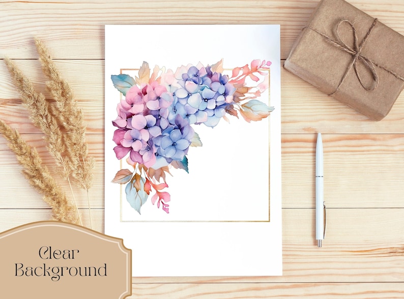 Set of 22, Watercolor Hydrangeas Wreaths, Floral Clipart, Watercolor ...