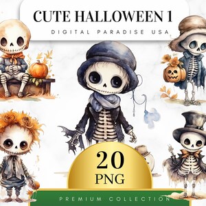 Set of 20, Cute Halloween Clipart, Halloween Bundle, Pumpkin Clipart ...