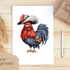 Set of 4, Cowboy Rooster Clipart, Rooster PNG, Western Clipart, Farm ...