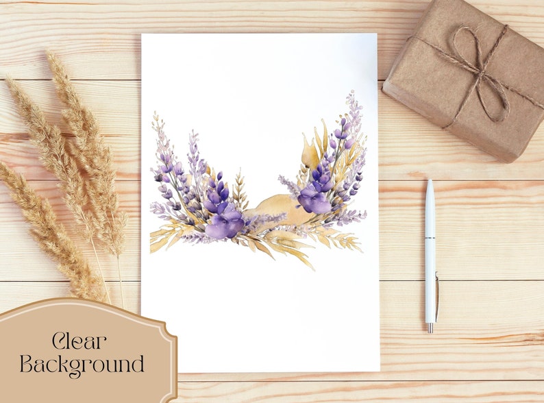 Set of 18, Watercolor Lavender Clipart, Lavender PNG, Floral Clipart ...