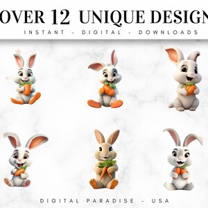 Set of 12, Watercolor Bunny Carrots Clipart, Bunny Clipart, Carrot PNG ...