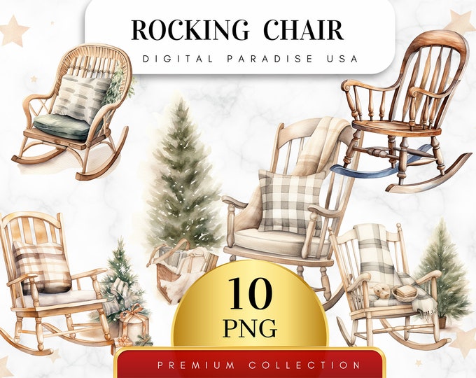 16 Winter Rocking Chair Clipart Bundle, Fireside Relaxation ...