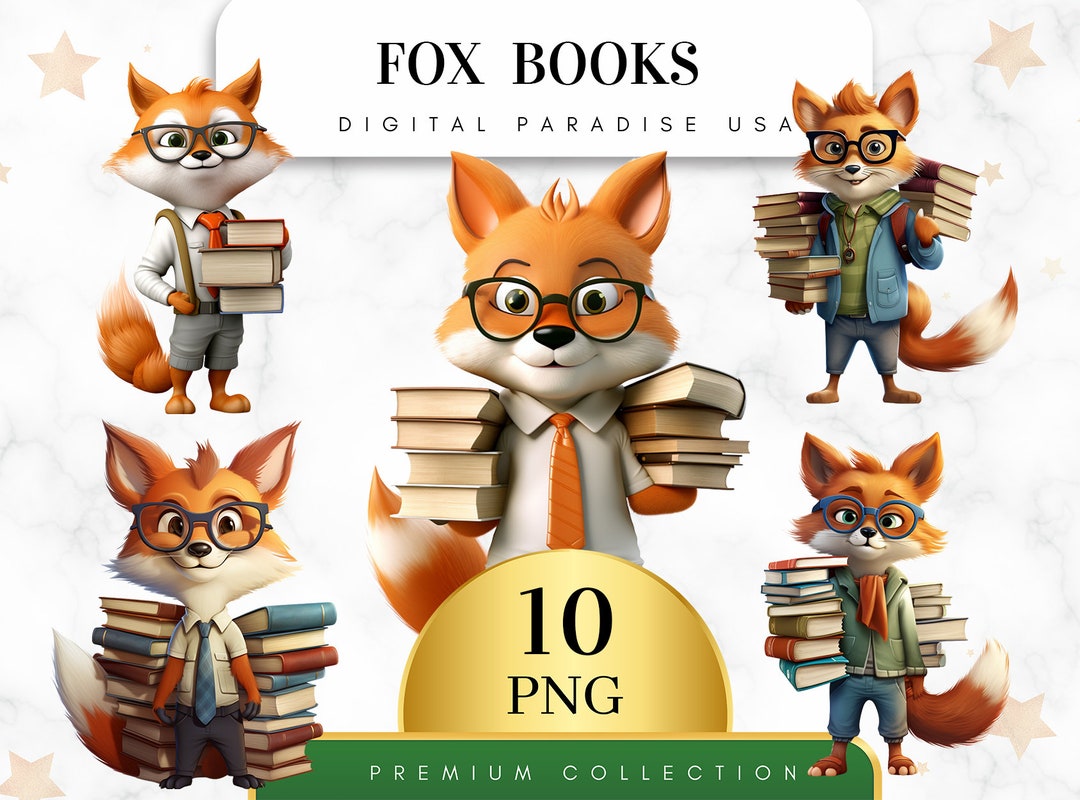Satz von 10, Aquarell Fuchs Bücher Clipart, Fuchs Clipart, Fuchs PNG ...