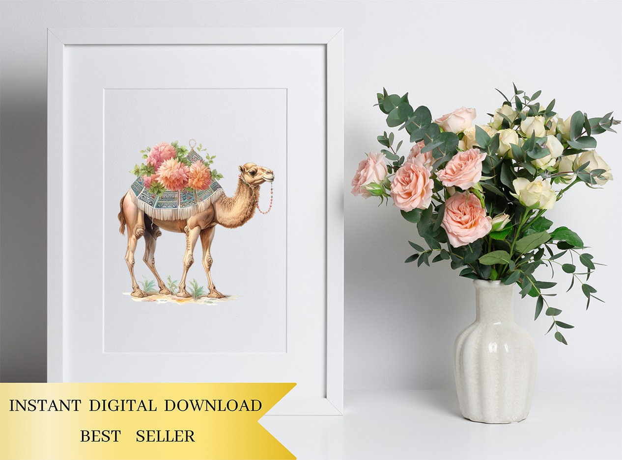 Set of 23, Floral Camels Clipart, Camel Png, Boho Desert Animals ...