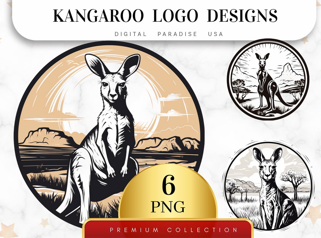 Set of 6, Kangaroo Logo Designs, Kangaroo Clipart, Logo Bundle, Animal ...