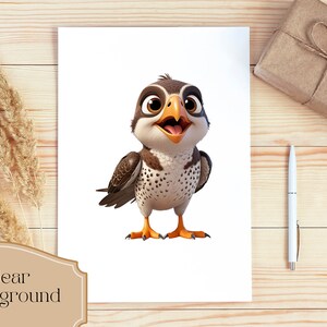 Set of 7, Happy Falcon Clipart, Falcon PNG, Cute Bird Clipart, Kids ...