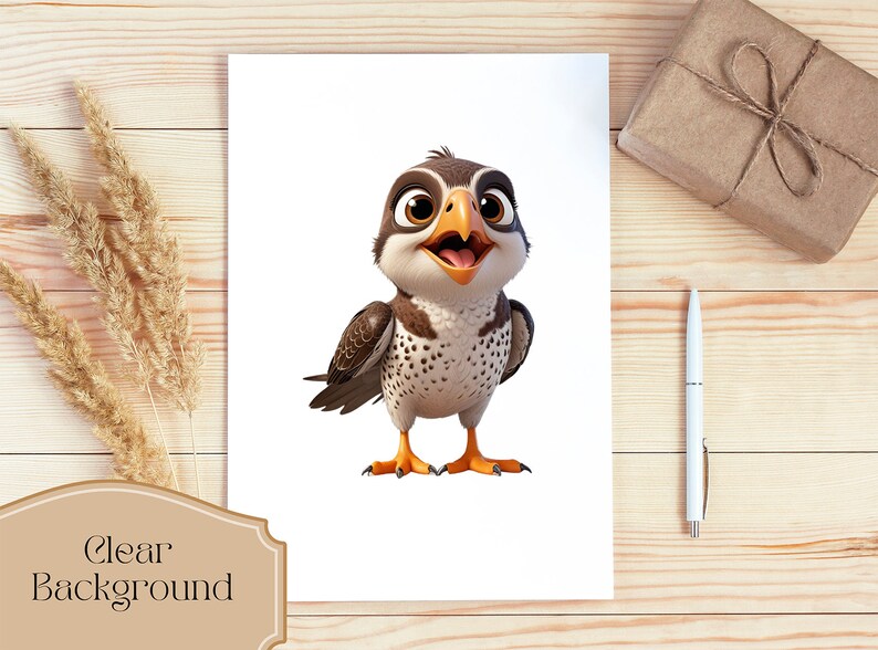 Set of 7, Happy Falcon Clipart, Falcon PNG, Cute Bird Clipart, Kids ...