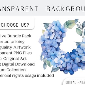 Set of 22, Watercolor Hydrangeas Wreaths, Floral Clipart, Watercolor ...
