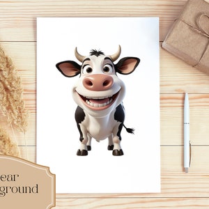 Set of 8, Happy Cow Clipart, Cow PNG, Farm Animal Clipart, Cute Cow Art ...