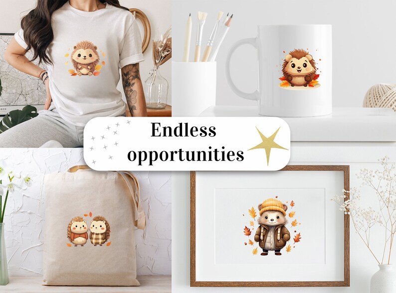 Set of 25, Fall Hedgehog Clipart, Hedgehog PNG, Autumn Animals ...