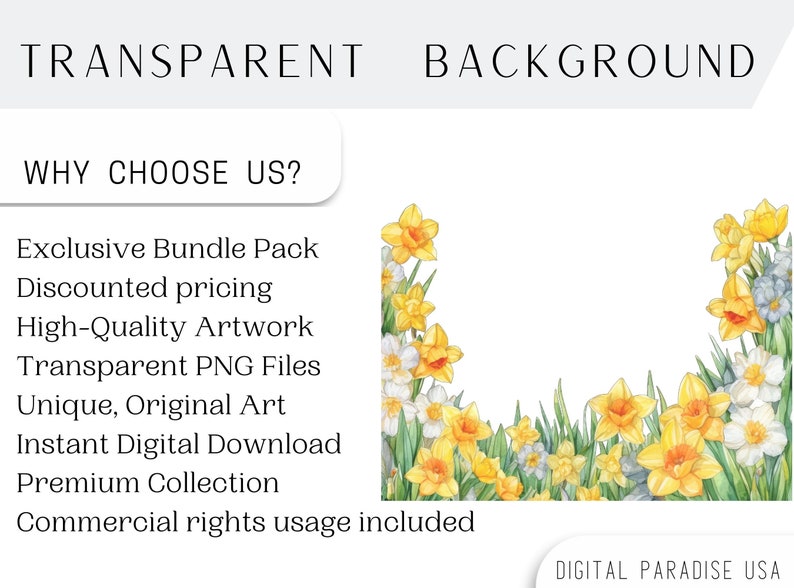 Set of 10, Daffodils Frame & Border Watercolor, Floral Frame Clipart ...