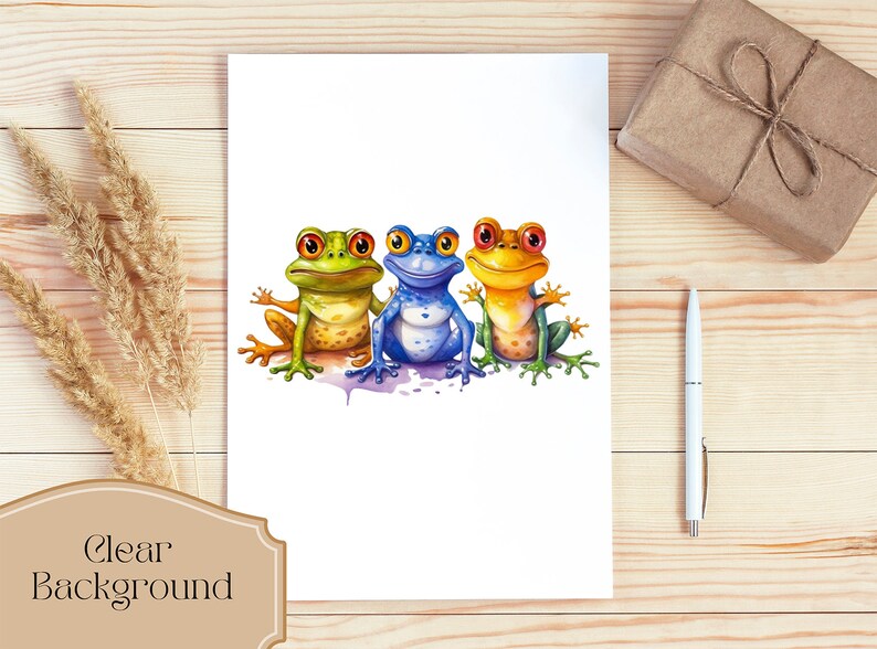 Set of 7, Crazy Frogs Clipart, Frog PNG, Junk Journal Frog, Scrapbook ...