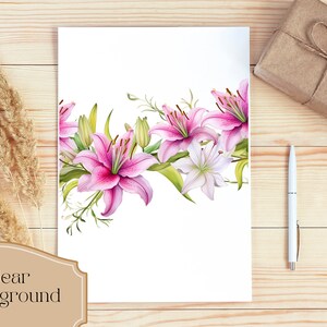 Set of 23, Watercolor Lilies Frames, Lily Clipart, Floral PNG, Wedding ...
