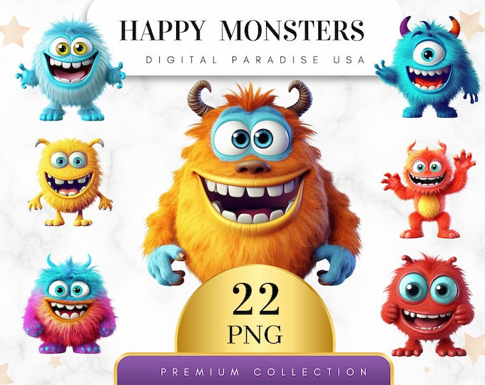 Monster Friends Clip Art Set - Etsy Canada