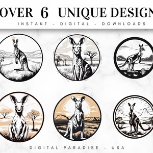 Set of 6, Kangaroo Logo Designs, Kangaroo Clipart, Logo Bundle, Animal ...