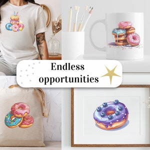 Set of 13, Watercolor Donuts Art, Donuts Clip Art, Dessert Clipart ...