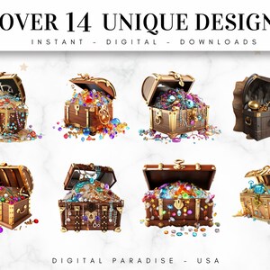 Set of 14, Vintage Treasure Hunt Clipart, Treasure Clipart, Scrapbook ...