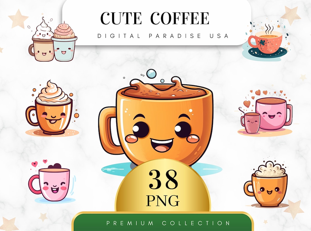 Set of 38, Cute Coffee Clipart, Coffee PNG, Junk Journal, Coffee ...