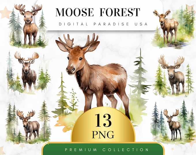 20 Majestic Moose Clipart Pack INSTANT DOWNLOAD 20 Stately Moose ...