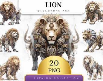 21 Steampunk Lion Clipart, Watercolor Steampunk Png, Steampunk Animal ...