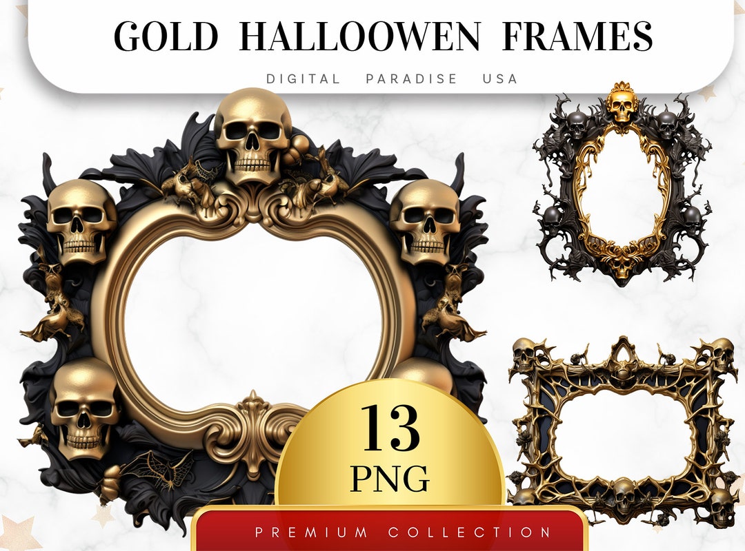 Set of 13, Gold Halloween Frames, Halloween Frames, Halloween Clipart ...