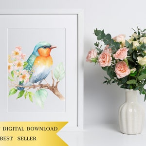 Set of 52, Watercolor Birds Clip Art, Colorful Birds Clipart, Spring ...