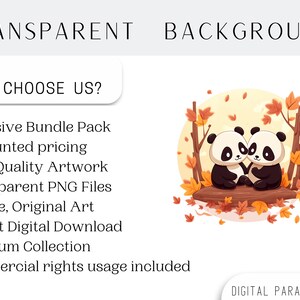 Set of 13, Fall Panda Clipart, Panda PNG, Autumn Clipart, Animal ...