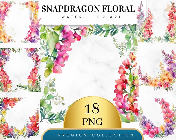 Watercolor White Snapdragon Clipart Pack - 20 Pngs, Commercial Use ...