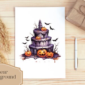 Set of 18, Black Halloween Cake Clipart, Spooky Cake PNG, Halloween ...