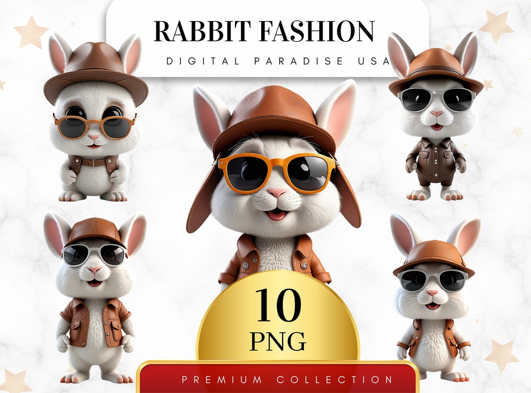 Set of 10, Rabbit Fashion Clipart, Bunny Clipart, Fashion Clipart ...