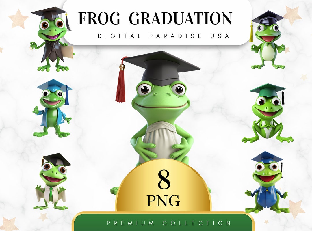 Set of 8 Graduation Frog Clipart Frog Graduation Cap - Etsy