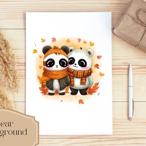 Set of 13, Fall Panda Clipart, Panda PNG, Autumn Clipart, Animal ...
