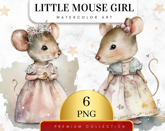 Cute Mouse Clipart, Mouse PNG, Animal Clipart, Watercolor Mouse Set ...